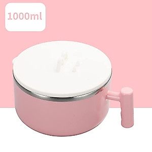 efoot 34oz Stainless Steel Bowls,Insulation Bowls with Lid and Handle Perfect for Rice,Noodles,Salad (Pink)