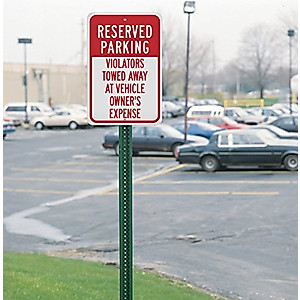 Brady 124384 Traffic Control Sign, Legend "Reserved Parking Violators Towed Away at Vehicle Owner's Expense", 18" Height, 12" Width, Red on White