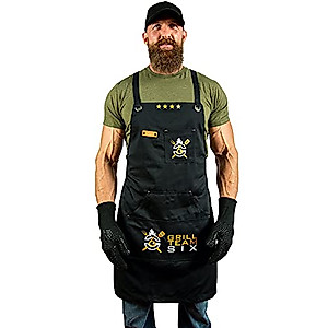 GRILL TEAM SIX BBQ Aprons for Men Ultra Tough Elite Chef Apron with 5 Pocket Design - Perfect Grilling Gifts for Men and Dads