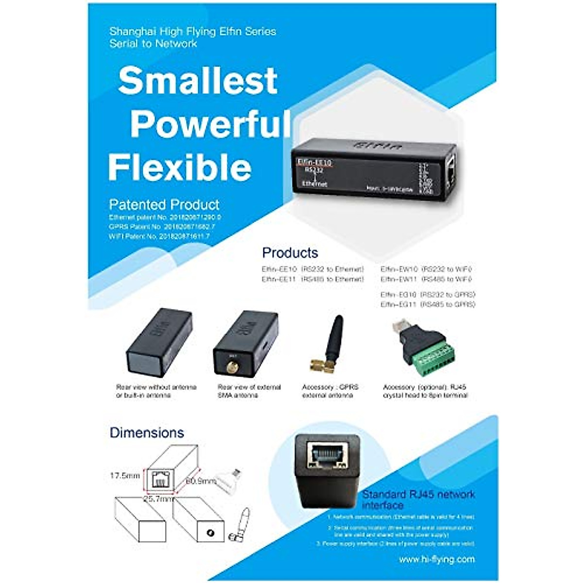 FH HF Serial Port RS485 to Ethernet Device Server Module Support Elfin-EE11 TCP/IP Telnet Modbus TCP Protocol (Single Serial Server)