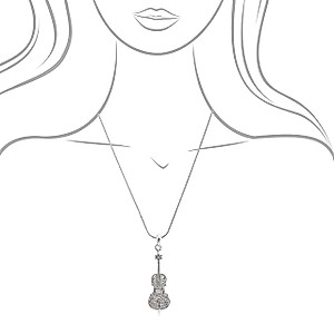 Spinningdaisy Silver plated Crystal Cello Necklace