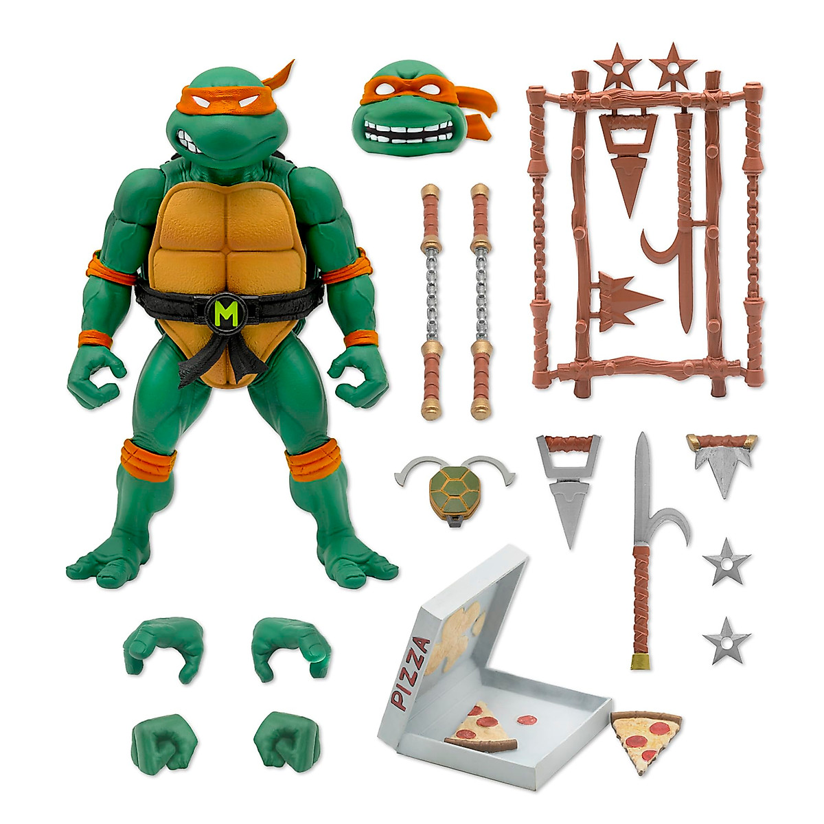 Super7 ULTIMATES! Teenage Mutant Ninja Turtles Michelangelo - 7" TMNT Action Figure with Accessories Classic Cartoon Collectibles and Retro Toys