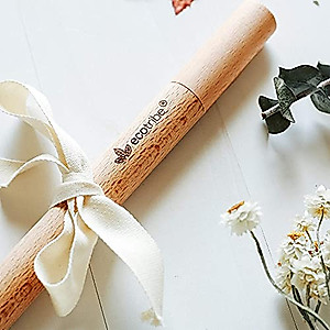 Reusable Metal Stainless Steel Straws: 2 Travel Reusable Straws + 1 Wooden Case + 1 Cotton Cleaning Brush + 1 Pouch, for Hot and Cold Drinks, Portable for Personal Use, 8.5 inches, by Ecotribe