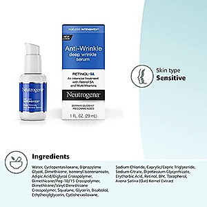 Neutrogena Ageless Intensives Anti-Wrinkle Retinol Serum, Deep Wrinkle Daily Serum with Retinol SA, Vitamin E, and Vitamin A, Anti-Wrinkle Serum Treatment, 1 fl. oz