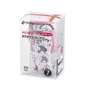 Richell Aqulea Outing Straw Mug 320ml Pink