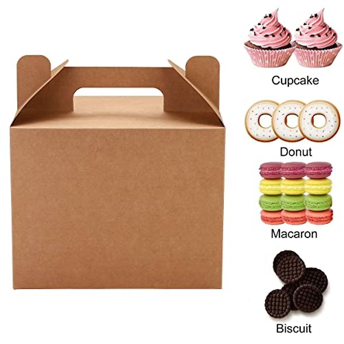 Frantis Brown Gable Boxes 12 Pack 7 x 5.5 x 5.5 Inches with Rope and Tag Party Favor Boxes for Birthday Party Wedding Treat Boxes …