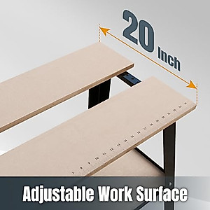 POWERTEC UT1002 Universal Tool Stand w/ MDF Split Top Expands to 20"x25" & Storage Shelf, 32" Working Height Tool Table for Benchtop Planers, Band Saw, & Belt Sanders for Woodworking