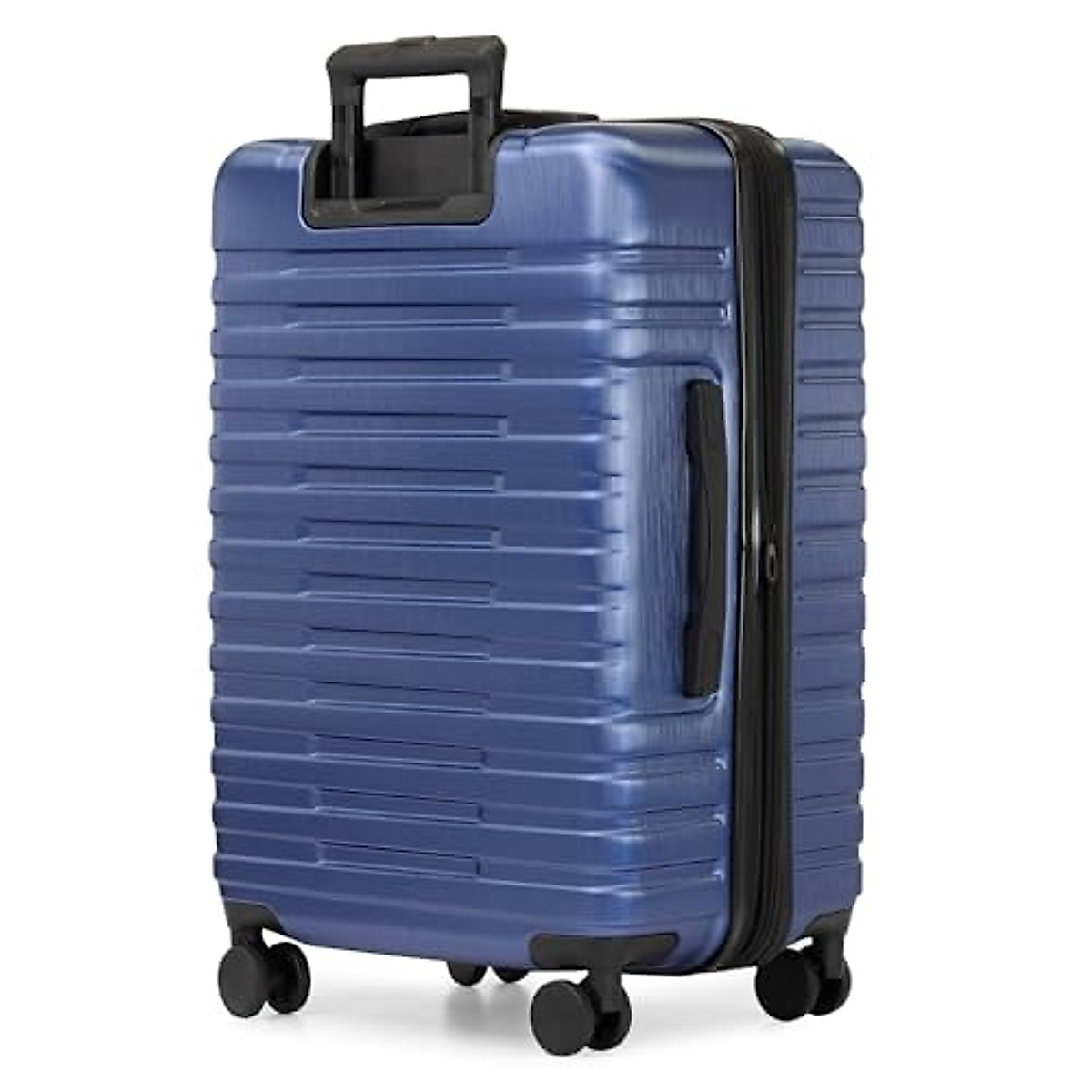 U.S. Traveler Boren Polycarbonate Hardside Rugged Travel Suitcase Luggage with 8 Spinner Wheels, Aluminum Handle, Navy, 3-Piece Set, USB Port in Carry-On