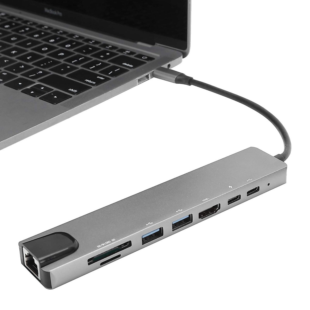 wendeekun TypeC Docking Station,8 in 1 TypeC Converter TypeC to PD/HDMI/RJ45/Memory Card/Storage Card/USB3.0 Adapter,Easy and Convenient Expansion