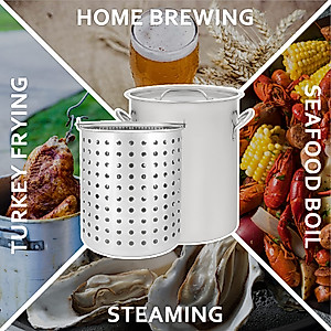 CONCORD 36 QT Stainless Steel Stock Pot w/Basket. Heavy Kettle. Cookware for Boiling (36)
