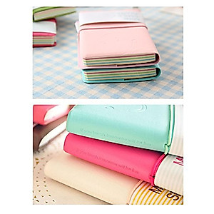 CRIVERS 5pc Portable mini smiley diary paper notebook, memo, leather case, 100 Sheets (Random Color)