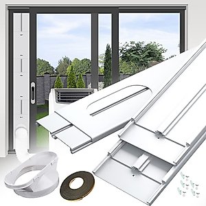 gulrear Sliding Door Air Conditioner Kit,2023 New Upgrade 6 plates Seamless Slot Style Portable Air Conditioner Sliding Door Vent Kit Max Adjustable Length 95 Inch, Suit for 5.1Inch Exhaust Hose