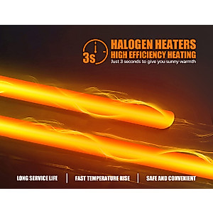 Outdoor Heater, 1500W Hanging Patio heaters, Ceiling Mounted Heater for Balcony, Halogen Heaters for Courtyard, 3S Fast Heating, IP24 Waterproof, Rated 2 Power Levels, for Outdoor, Great Room, Garage.