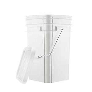 House Naturals 5 Gallon Square Food Grade Bucket Pail with Lid (Pack of 2) Made in USA containers