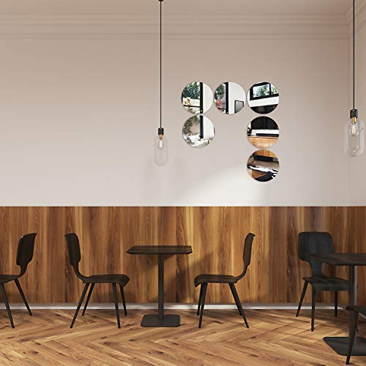 Aneco 6 Pack Acrylic Round Mirrors Non Glass Round Mirror Plate Self Adhesive Mirror Stickers for Home Wall Decor or Wedding Table Centerpiece, 6 Inches, (Thickness 2 mm)