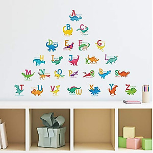 DECOWALL DS-8033 A-Z Dinosaur Alphabet (Small) Kids Wall Stickers Decals Peel and Stick Removable for Nursery Bedroom Living Room Art murals Decorations