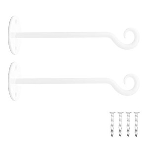 Monarch Abode 20044 Wall Mount Plant Hook Premium Metal Decorative Hanging Bracket for Plants Bird Feeders Planters Home Decor, Heavy Duty, 7.5 inch, Set of 2, Classic White