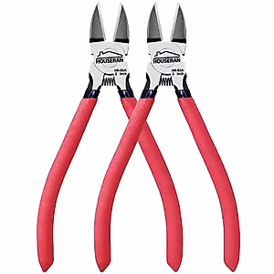 Wire Cutters 2 PACK, 6 inch Wire Cutters Set, HOUSERAN Side Cutters Flush Cut Pliers, Spring Loaded Cutting Pliers with Non-slip Red Handle, Wire Cutters Heavy Duty for Jewelry Making, Crafts, Zip Tie