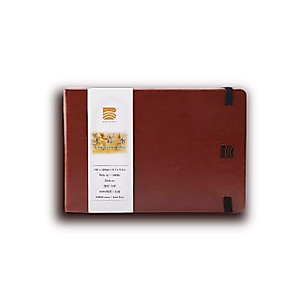 BAOHONG Watercolor Journal, PU Leather Cover, 24 Sheets Sized 6.2" x 9.4", Hot Press Academy Grade BAOHONG Watercolor Paper, 100% Cotton 140 lb (300 GSM), Travel Sketch Book