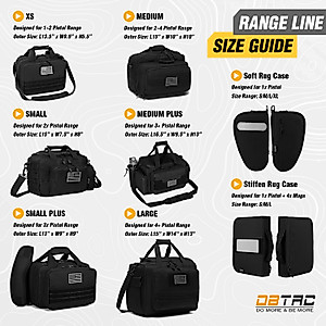 DBTAC Gun Range Bag Deluxe Middle Size | Tactical 2~4 Pistol Shooting Range Duffle Bag with Lockable Zipper for Handguns and Ammo (Black)