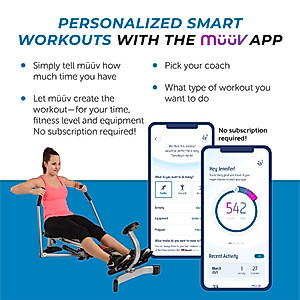Stamina BodyTrac Glider 1050 Hydraulic Rowing Machine with Smart Workout App - Rower Workout Machine with Cylinder Resistance - Up to 250 lbs Weight Capacity