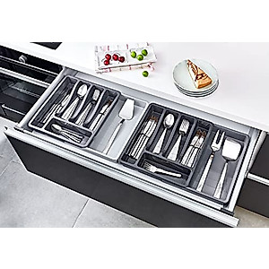 Boxup Adjustable Cutlery Tray Organizer Kitchen Drawer Tray, Large, Expandable from 11 to 21