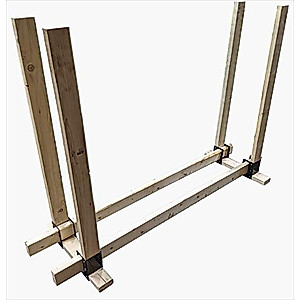 c2M Width & Depth Adjustable Elevated Outdoor Firewood Log Storage Rack Bracket Kit | Heavy Duty & Quick Assembly | Made in the USA + Hardware Included