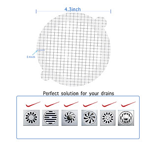 Generic 50Pack Disposable Round Mesh Shower Drain Hair Catcher Stickers - Tub Drain Cover for Bathroom, Kitchen, Sink, Bathtub (4.3 inches), White, YXR06