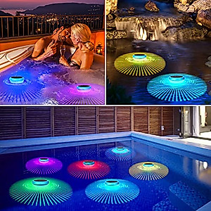 Floating Pool Lights, Solar Pool Lights with RGB Color Changing Waterproof Pool Lights That Float for Swimming Pool at Night LED Pool Lights for Outdoor Pool Pond Hot tub Fountain Garden (2 Pcs)
