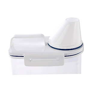 Eaarliyam Rice Storage Container, Rice Container Bin with Pour Spout and Measuring Cup Plastic Clear 2KG Cereal Food Airtight Keeper Dispenser for Home Kitchen