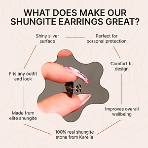 Karelian Heritage Shungite Stud Earrings,Natural Black Shiny Semi-Precious Gemstone Studs Minimalistic and Small,Real Handmade Raw Healing Crystal Jewelry,Energy Protection Shield, Stone, shungite