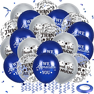 We Appreciate You Decorations Blue Silver Thank You Balloons 50 Pcs Thanks for All You Do & We Appreciate You Balloons Coworker Employee Staff Appreciation Gifts Graduation Appreciation Party