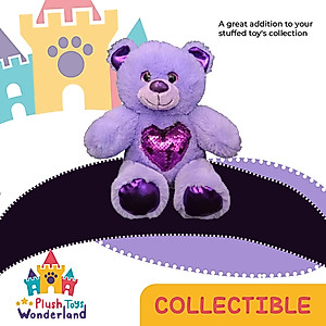 PLUSH TOYS WONDERLAND Glitz The Purple Bear 8 Inch Stuffed Animal Soft and Cuddly Plush Toy for Kids, Adorable Purple Teddy Bear Gift for Toddlers, Playtime, Birthday, and Snuggles