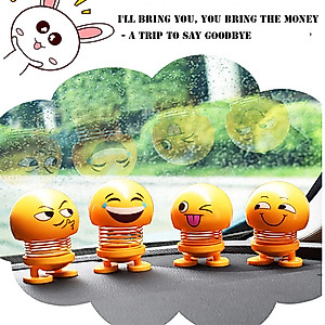 6PCS Smiley Face Emoticon Doll Bobble Head Car Ornament Car Bobble Head Small Jewelry Home Office Cute Smiley Face Emoticon Ornament Decorations Soothe Emotions Release Stress