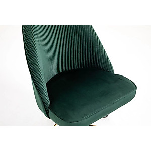 ZOBIDO Comfy Home Office Task Chair with Wheels, Cute Modern Upholstered Velvet Seashell Back Adjustable Swivel Vanity Desk Chair, for Women, for Kids, for Girls, Living Room, Bedroom（Green）