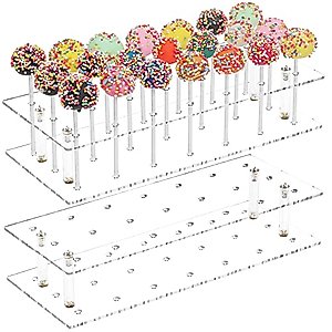 YestBuy Cake Pop Display Stand, 21 Hole Cake Pop Holder, 2 Pack Clear Acrylic Lollipop Holder for Weddings, Birthday Parties, Anniversaries Gift, Halloween, Christmas Candy Decorative