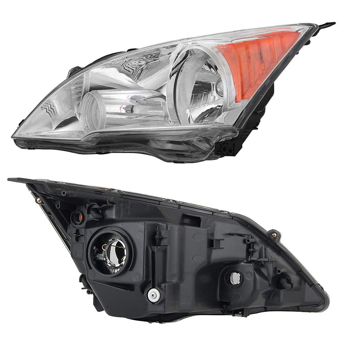 AKKON - For 2007-11 Honda CR-V Driver + Passdenger Sides Headlight Assembly Chrome Houing Clear Lens Full Set