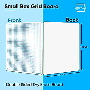 SCRIBBLEDO Dry Erase Graph Whiteboard 9" x 12" Double Sided Dry Erase Board with Grid for Home, School, Classroom, Kids and Students Portable Grid Board for Graphing and Geometry