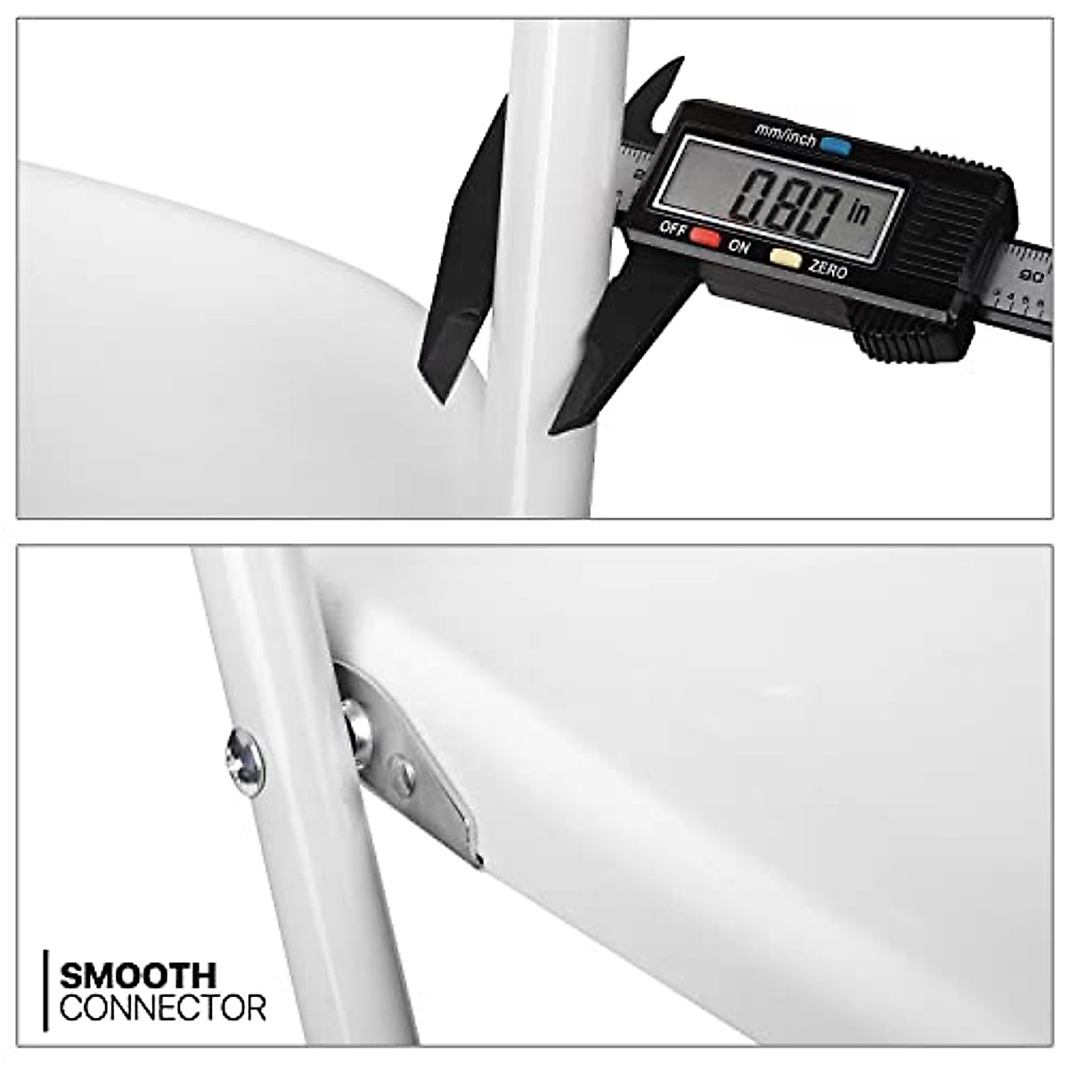 MoNiBloom White Plastic Folding Chair with Fan Back Stackable Lightweight Portable Commercial Outdoor Chair with Steel Frame for Events Dining Wedding Party Picnic Banquet, 10pcs