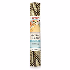 Con-Tact Brand Natural Weave Non-Adhesive Contact Shelf and Drawer Liner, 12" x 4', Zig Zag Black/Ivory, 6 Rolls
