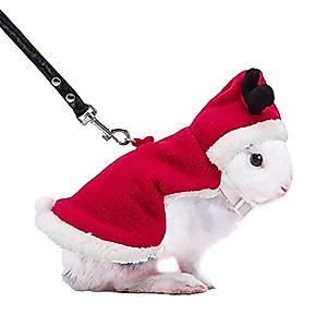 Mogoko Christmas Rabbit Harness with Leash, Cute Dress Christmas Costumes and Lead Set for Rabbit Ferret Guinea Pig Kitten Small Animals
