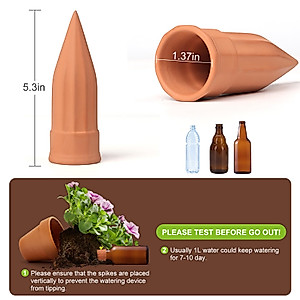 TKSCUSR 12 Pcs Self Watering Spikes Small Terracotta Plant Watering Stakes Devices Vacation Self-Watering Stakes for Indoor/Outdoor Plants
