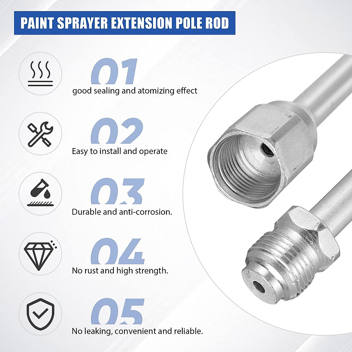 LEIFIDE 9 Pcs Airless Sprayer Gun Hose Kit 50ft 3600psi High Pressure Fiber Tube with Extension Rod Pole 313 415 517 Tip and Tip Guard Swivel Joint Paint Sprayer Hose Set for Homes Buildings (Blue)