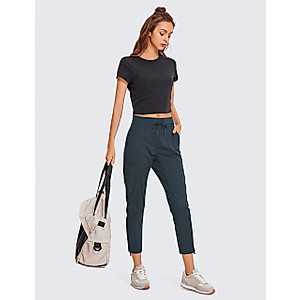 CRZ YOGA Womens Casual 7/8 Pants 25" - Lightweight Workout Outdoor Athletic Track Travel Lounge Joggers Pockets Melanite Small