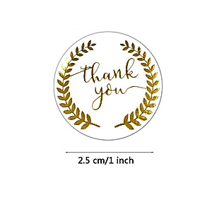 Vxkbiixxcs-o Stickers, 500 Pieces/roll Twig Thank You Sticker Gold Foil Seal Label Wedding Party Stationery