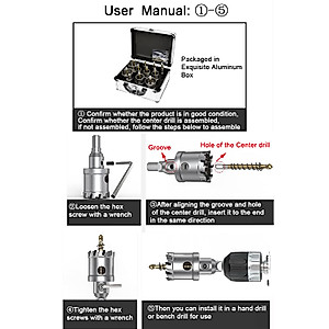 ASNOMY 12PCS TCT Hole Saw Kit for Hard Metal, 5/8"-2-1/8" Inch Tungsten Carbide Tipped Hole Cutter Set with Titanium-Plated Pilot Drill bit for Metal, Stainless Steel, Iron, Wood, Plastic