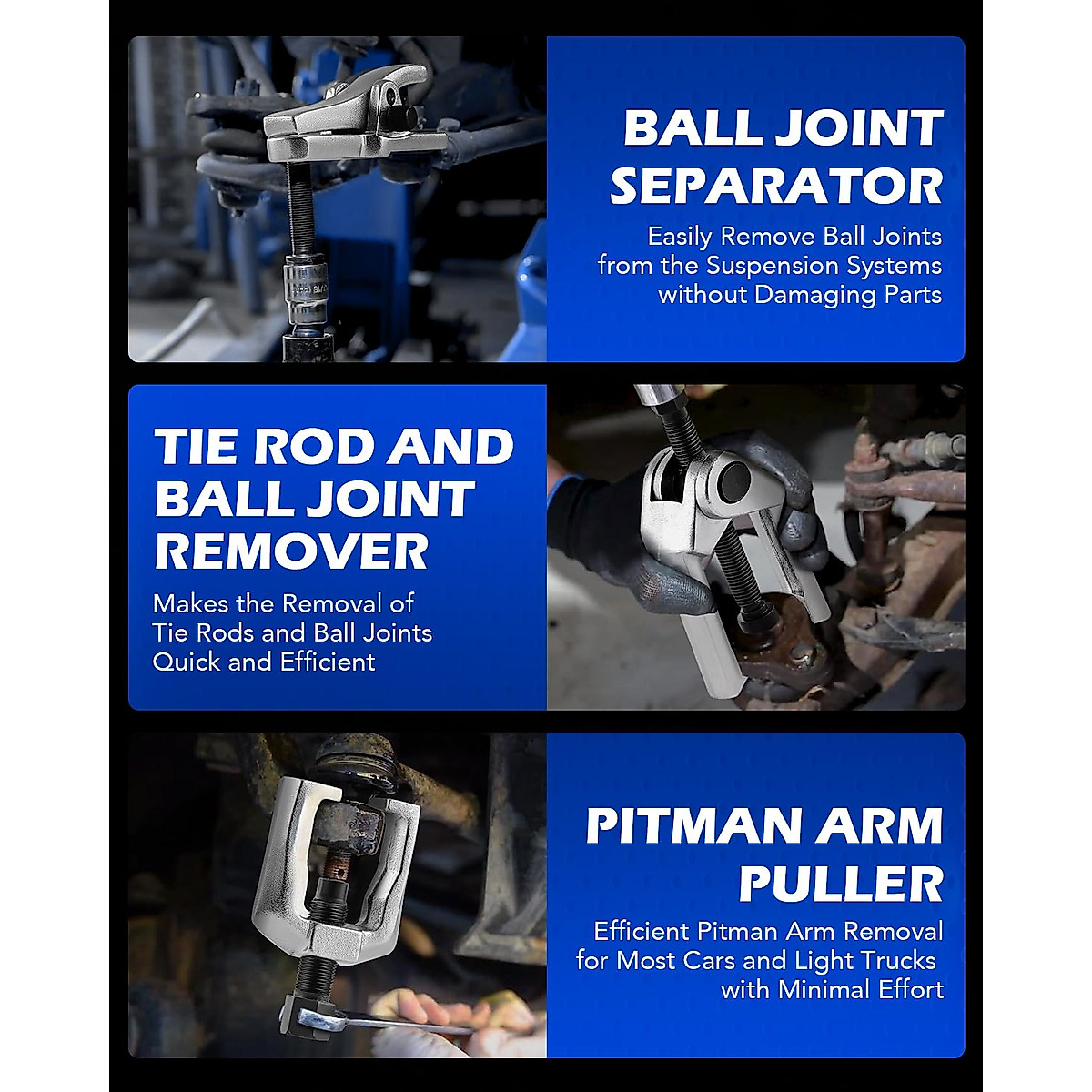 OMT 5-in-1 Ball Joint Separator, Pitman Arm Puller, Tie Rod End Tool Set for Front End Service, Splitter Removal Kit (RD06)
