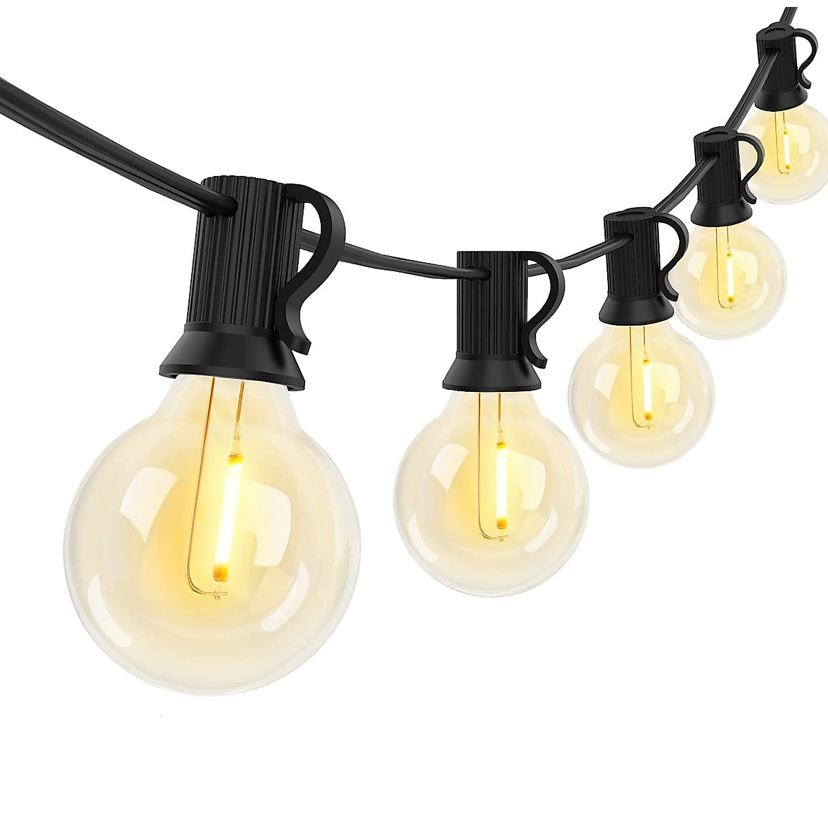 Abeja 25 Feet Outdoor String Lights G40 Led Globe Patio Lights with 25 Shatterproof Bulbs (2 Spare), LED String Lights Commercial Grade Waterproof Backyard Lights for Outside Porch Bistro, Black Wire