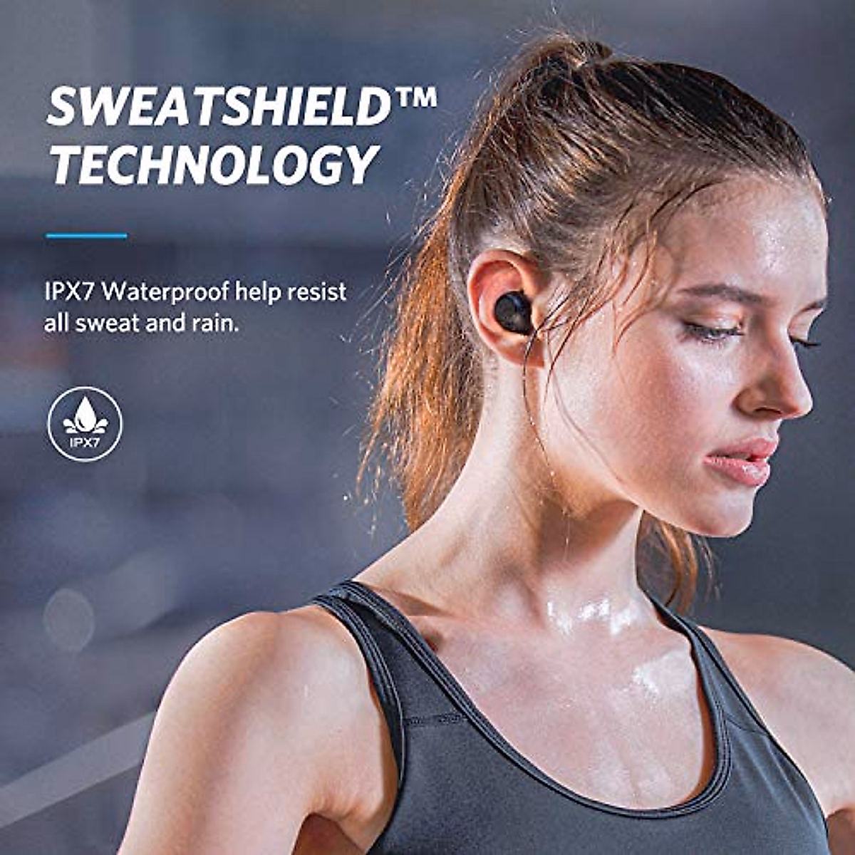 EarFun® Free Wireless Earbuds, Call Noise Reduction, Bluetooth 5.0 True Wireless Earbuds, Sweatshield™ IPX7 Waterproof Bluetooth Headphone, Deep Bass, 30Hrs