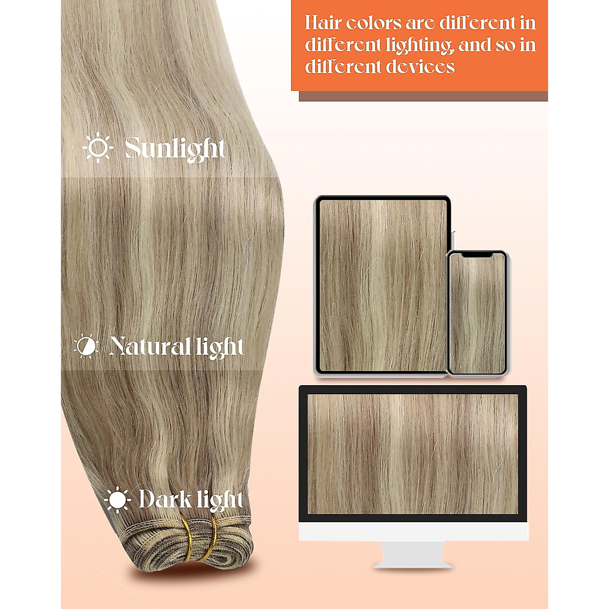 Sunny Sew in Hair Extensions Blonde Hair Extensions Weft Real Human Hair Dark Ash Blonde Mix Golden Blonde Weft Hair Extensions Human Hair Blonde Sew in Human Hair Extensions for Wedding 18inch 100g